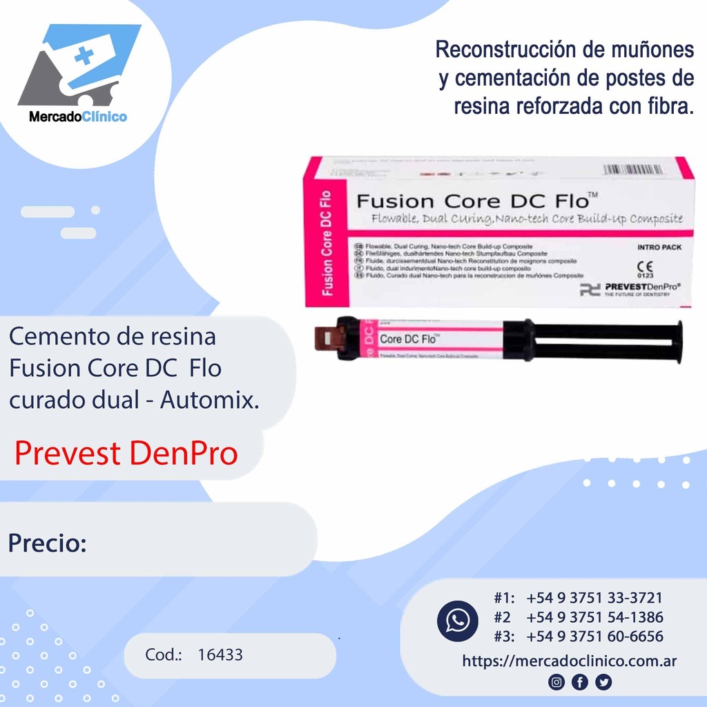 Cemento de resina Fusion Core DC Flo curado dual - Automix - Prevest ...