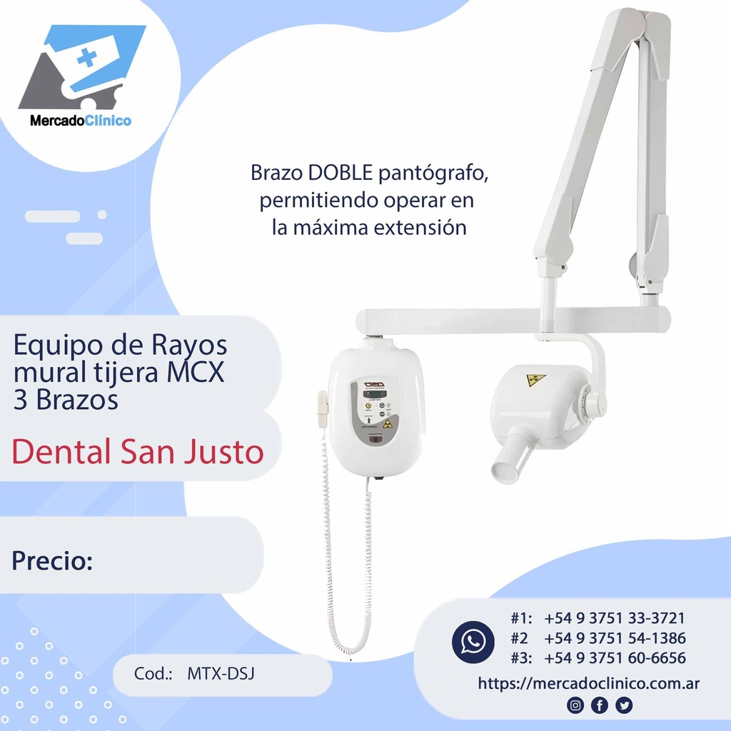 Equipo de Rayos mural tijera MTX 3 Brazos - Dental San Justo | Mercado ...