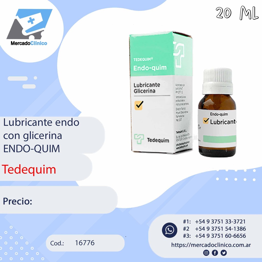 Lubricante endo con glicerina ENDO-QUIM - TEDEQUIM | Mercado Clinico