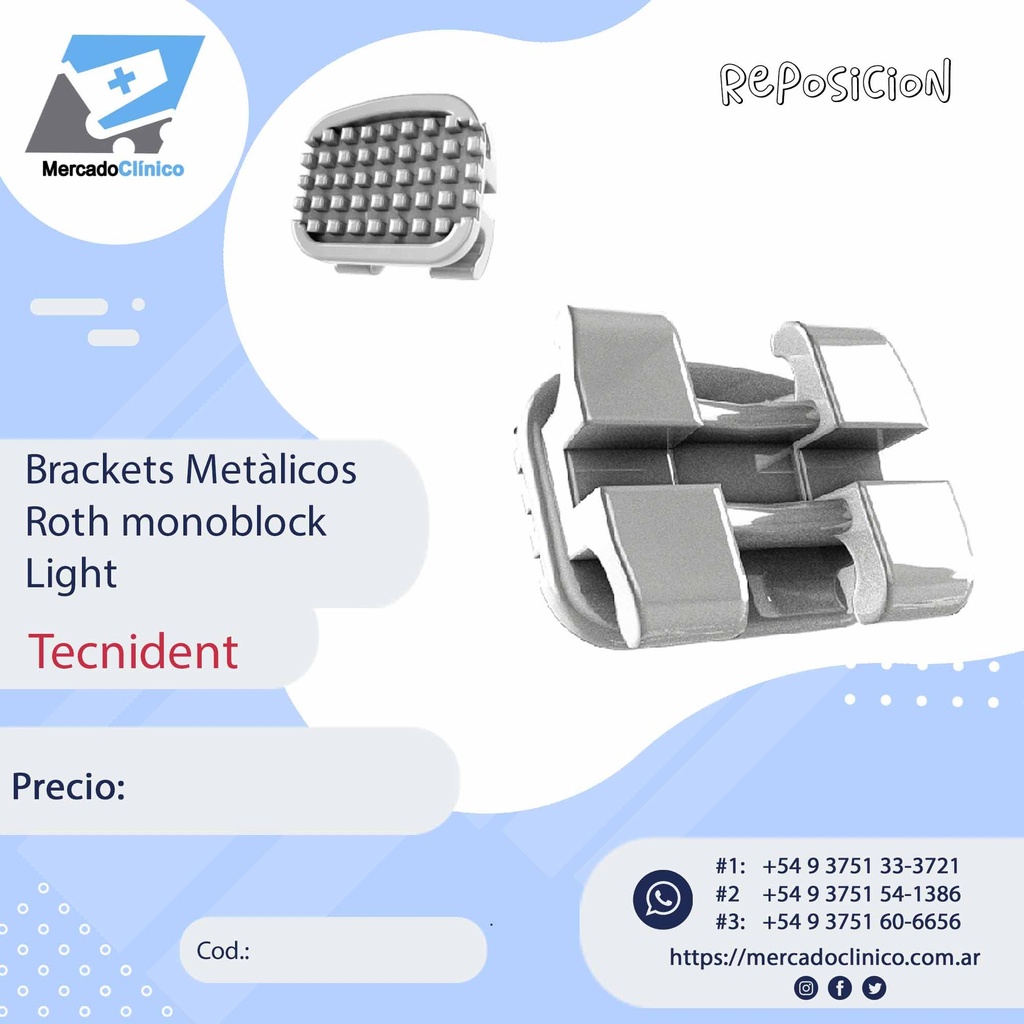 Brackets Metálicos Roth Monoblock Light - REPOSICION - Tecnident ...