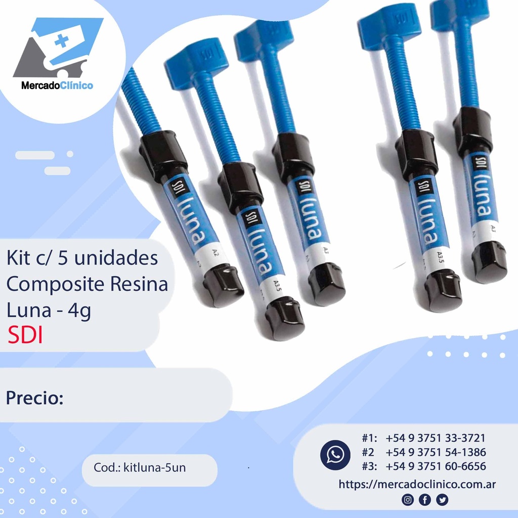 Kit x 5 unidades - Composite Luna - resina nano hibrida - SDI | Mercado ...