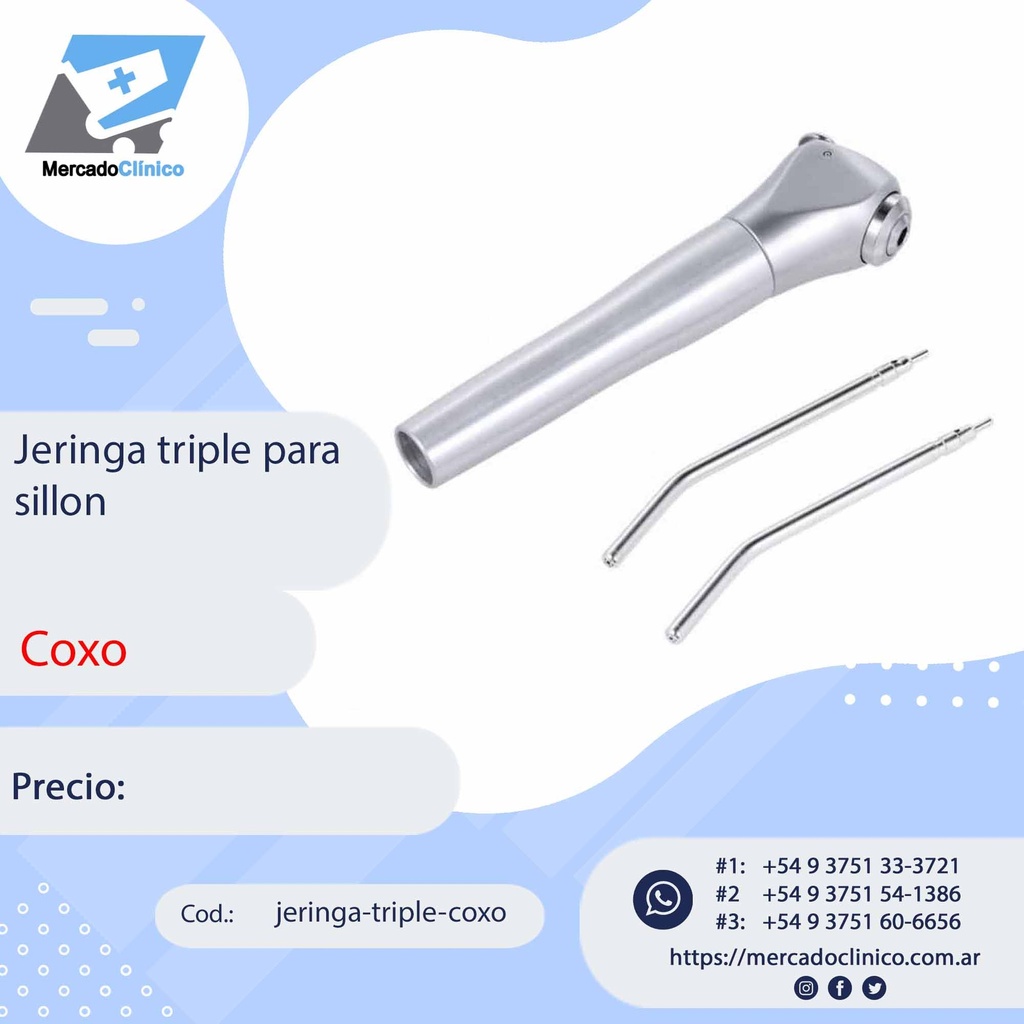 Jeringa triple para sillón - Coxo | Mercado Clinico AR