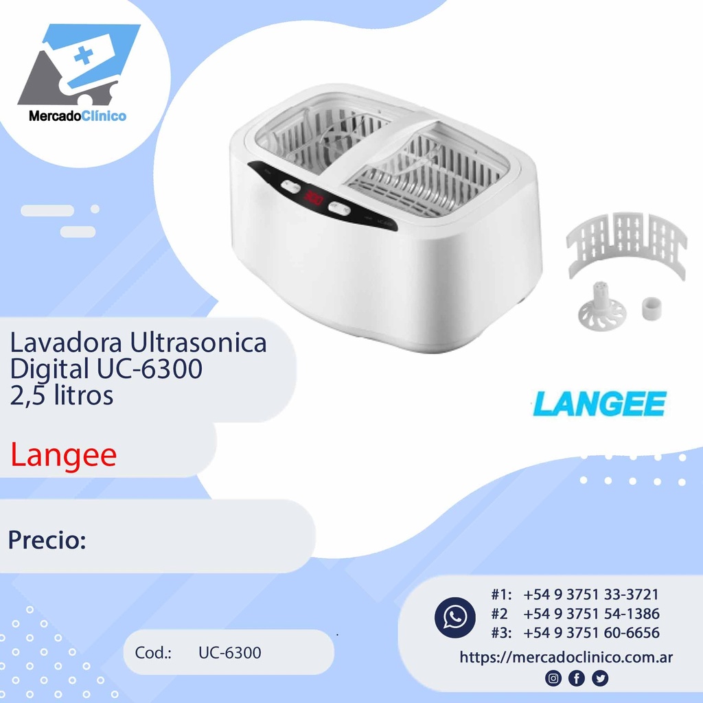 Lavadora Ultrasónica Digital UC-6300 2,5 litros - Langee | Mercado ...