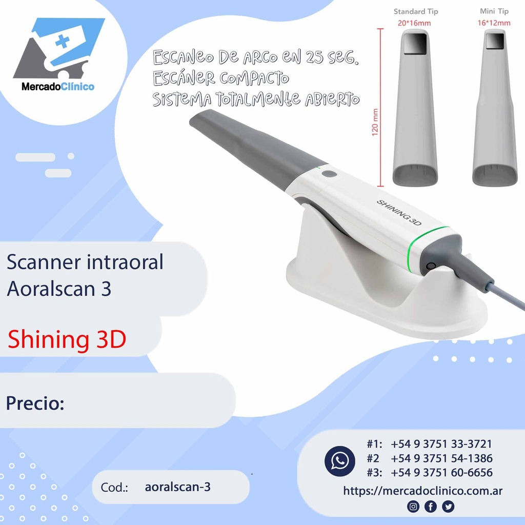 Escaner Scanner Aoralscan 3 - Intraoral- Shining 3D | Mercado Clinico AR