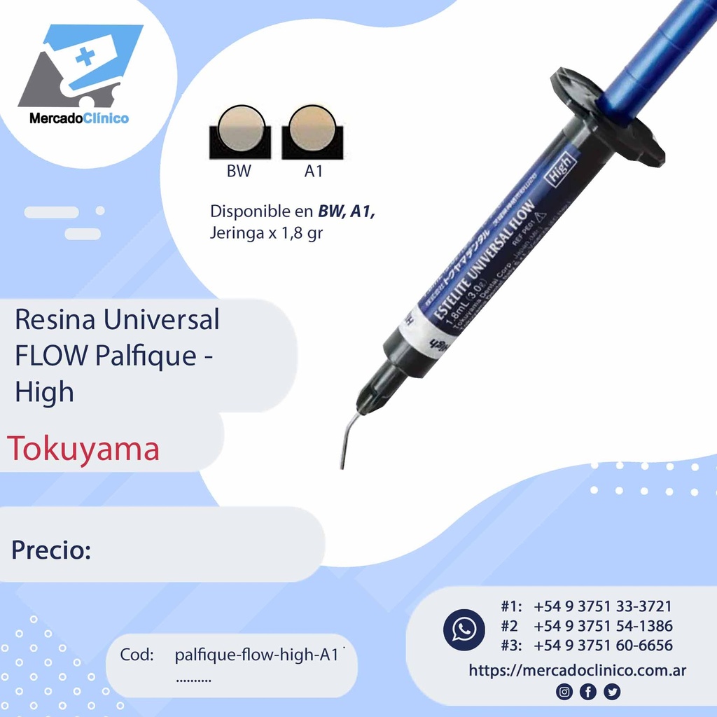 Resina FLOW - Palfique - High - 1.8ml/3g - Tokuyama | Mercado Clinico AR