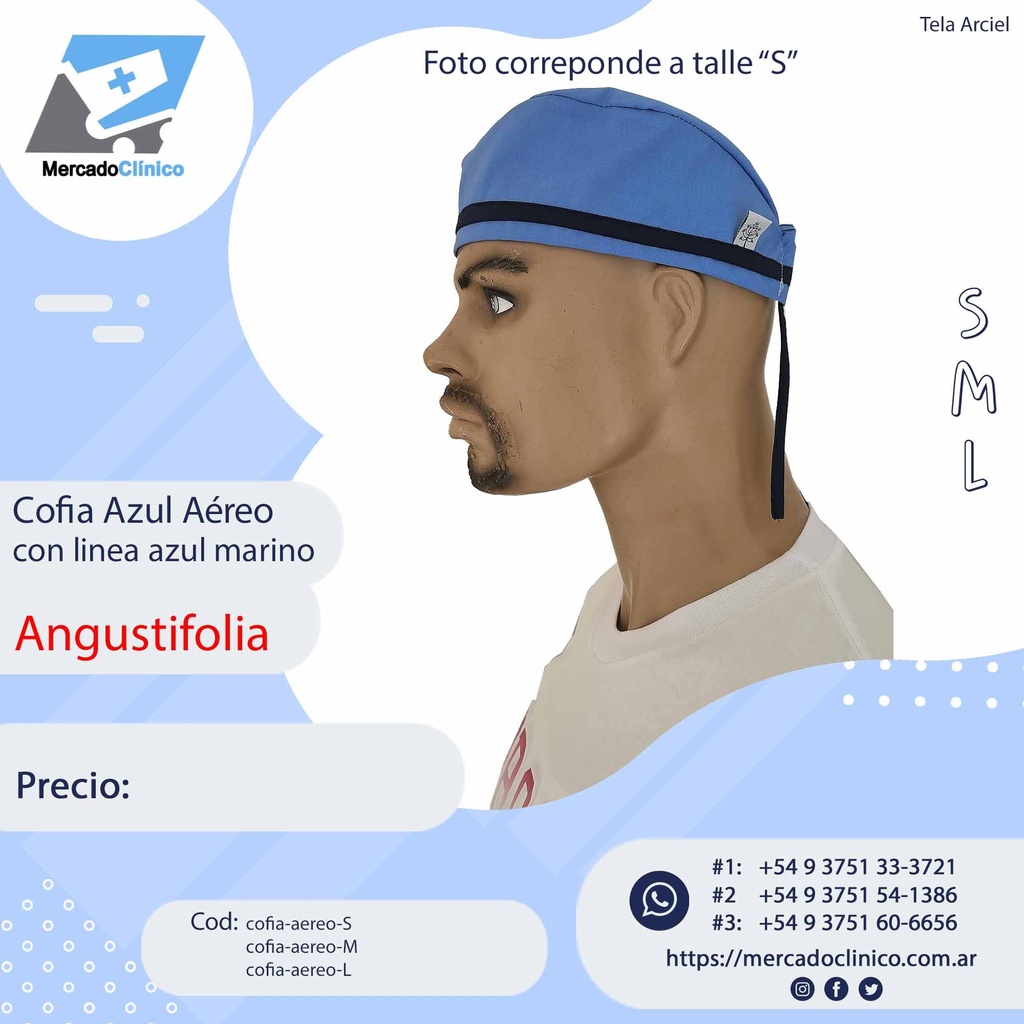Cofia Azul Aéreo c/ línea azul marino - Angustifolia | Mercado Clinico AR
