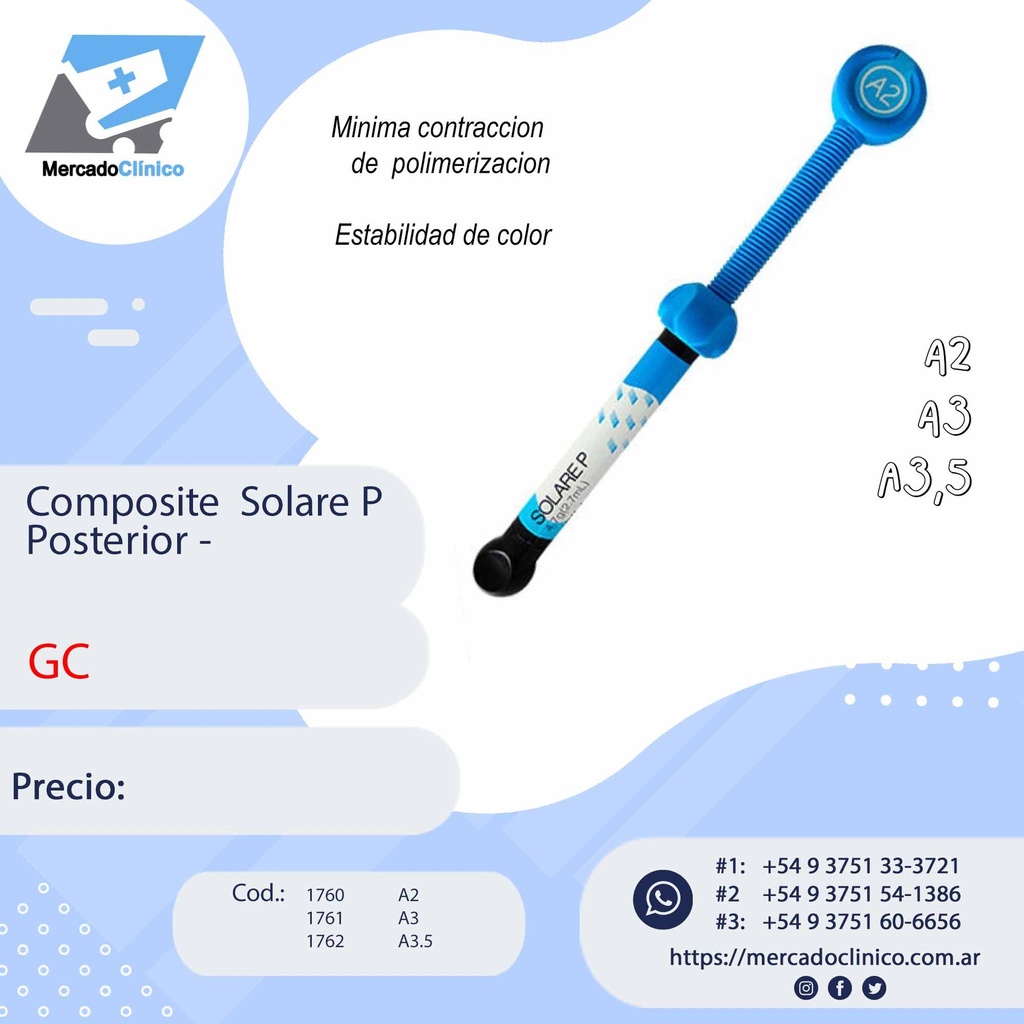 Composite Solare P Posterior - Jeringa de 4g - GC | Mercado Clinico AR