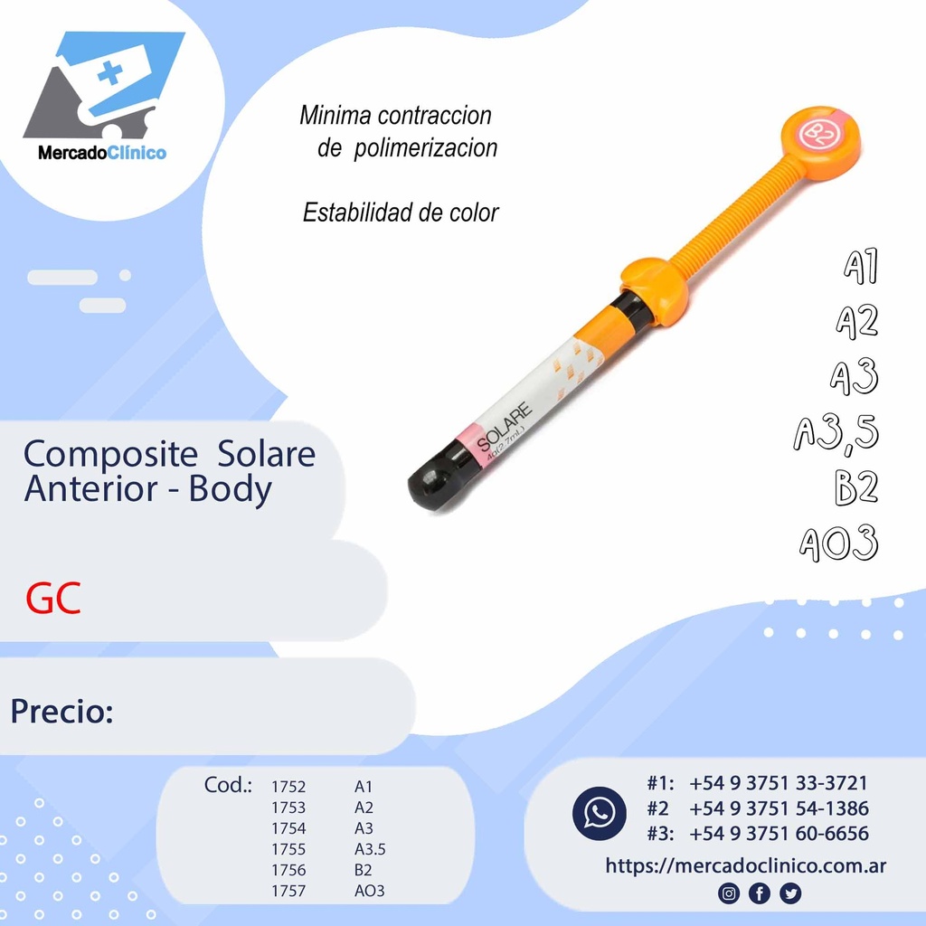 Composite Solare Anterior - Jeringa de 4g - GC | Mercado Clinico AR