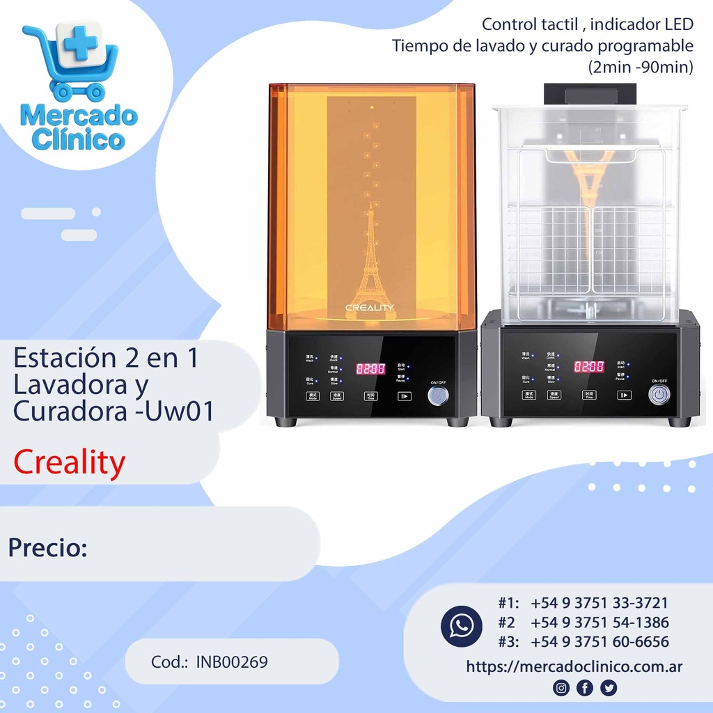 Estación 2 en 1 - Lavadora y Curadora -Uw01 - Creality | Mercado Clinico AR