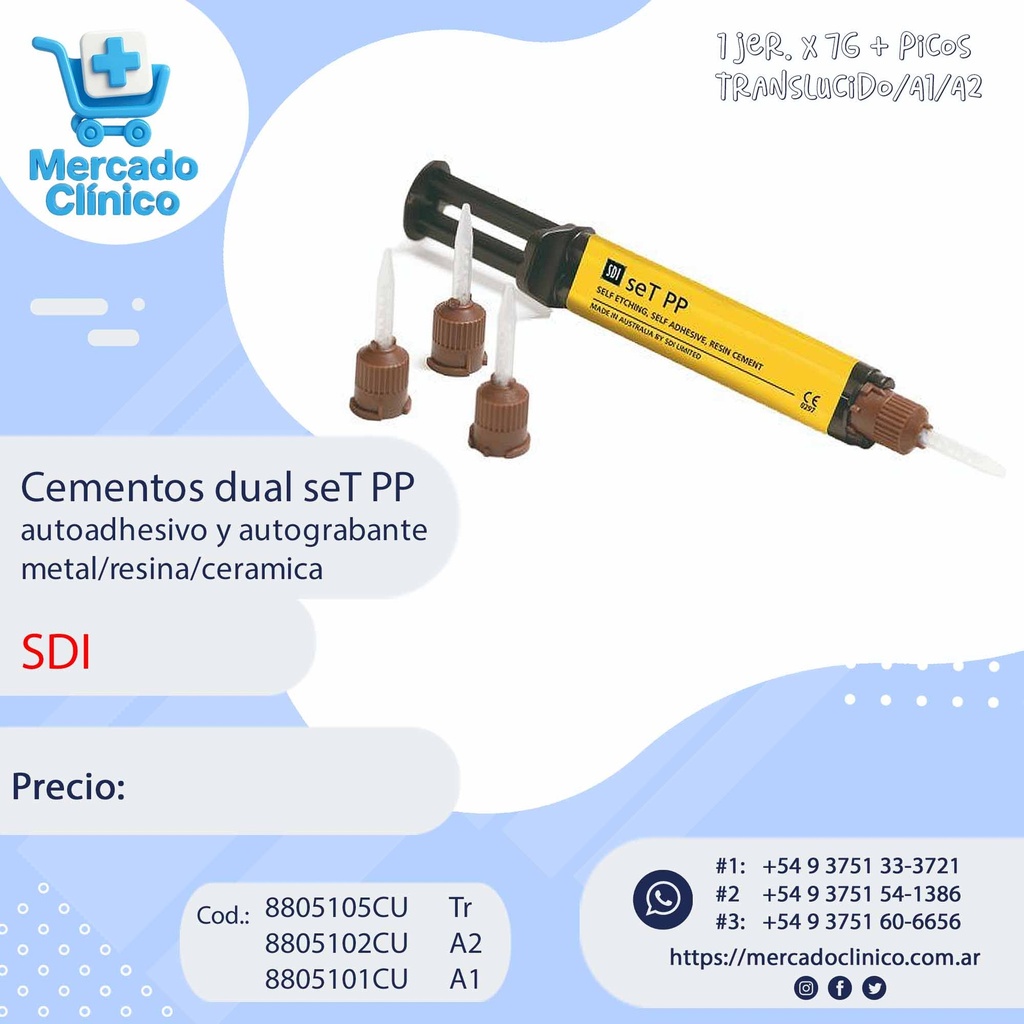 Cementos dual seT PP autoadhesivo y autograbante metal/resina/ceramica ...