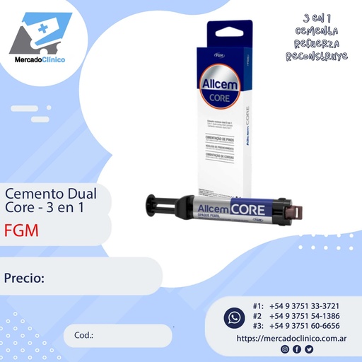 Cemento Allcem Core Dual - 3 en 1 - FGM | Mercado Clinico AR