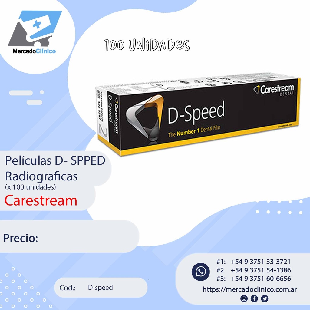Películas Radiografías D - speed - Carestream | Mercado Clinico