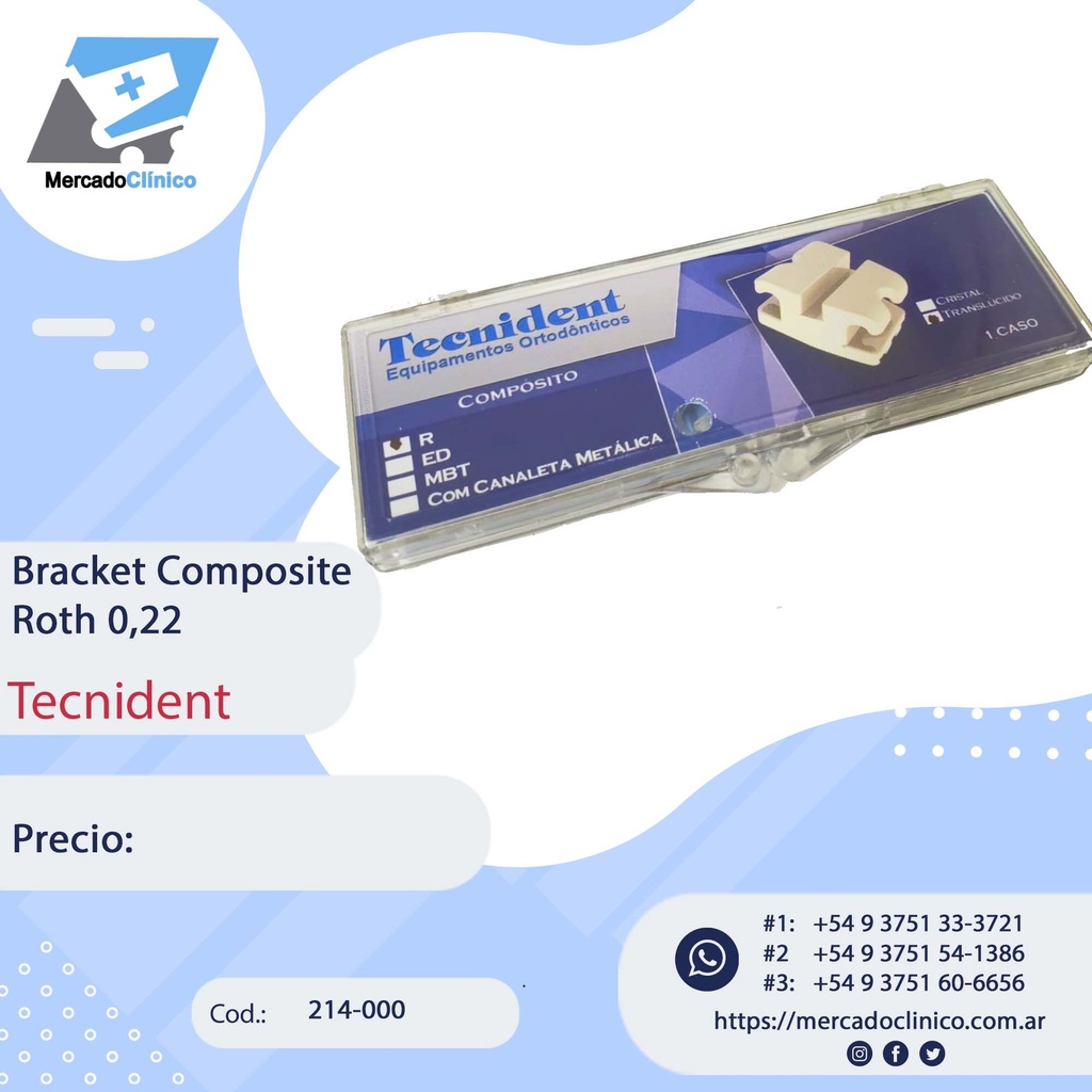 Brackets Roth 0,22 - Composite - 1 caso - Con gancho - 214-000 ...