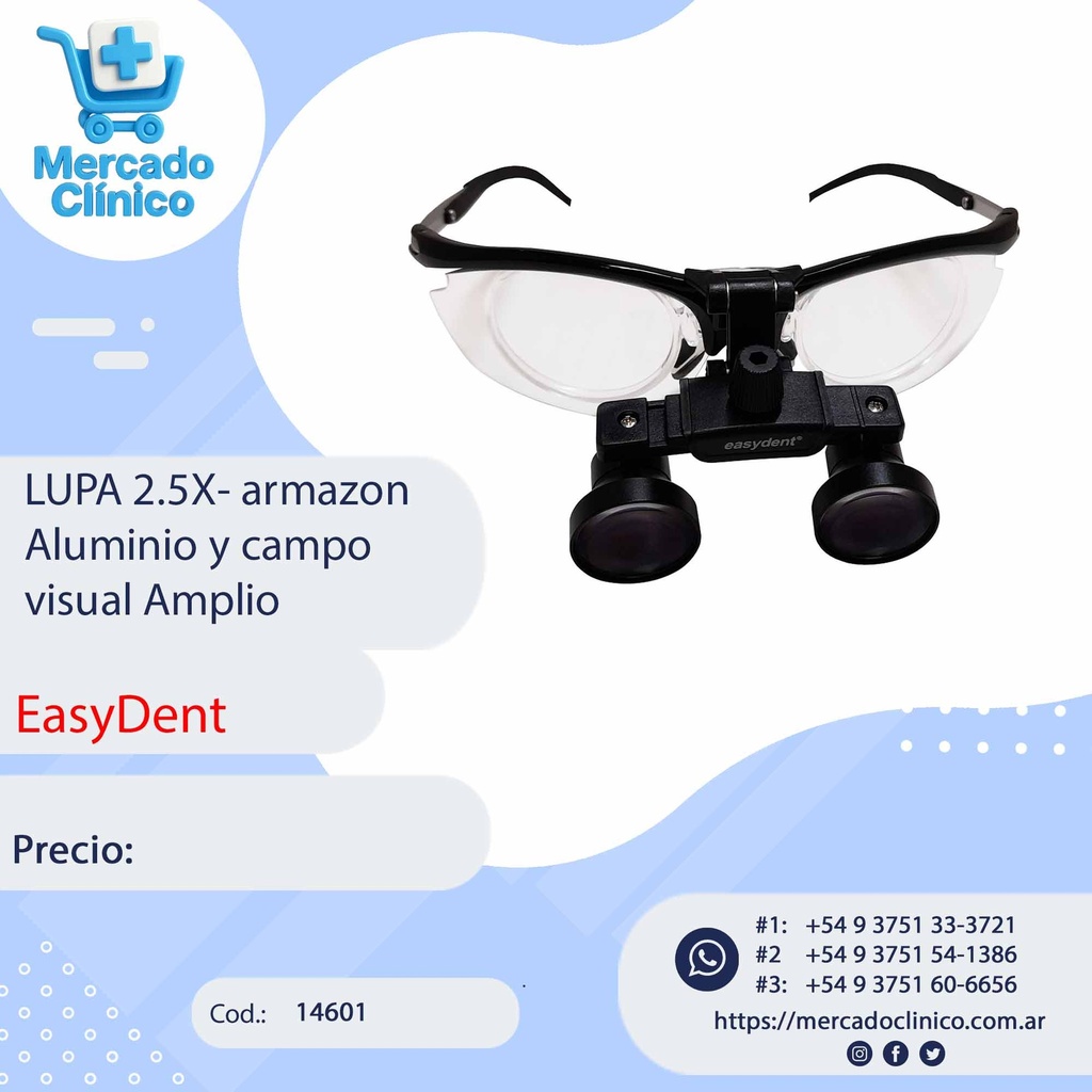 LUPA 2.5X- armazon Aluminio y campo visual Amplio - Easydent | Mercado ...