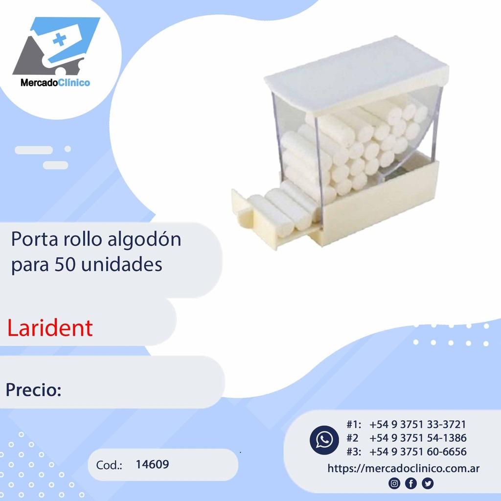 Porta rollo algodón para 50 unidades - Larident | Mercado Clinico AR