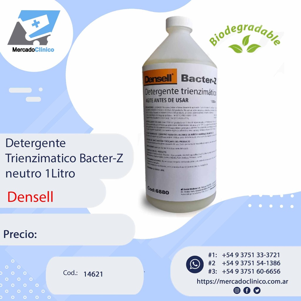 Detergente Trienzimático Bacter-Z neutro 1 litro - Densell | Mercado ...
