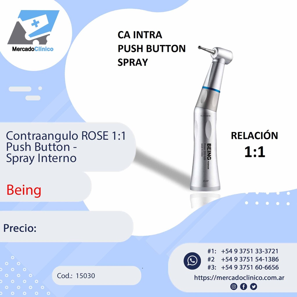 Contraangulo ROSE 1:1 Push Button - Spray Interno - being | Mercado ...