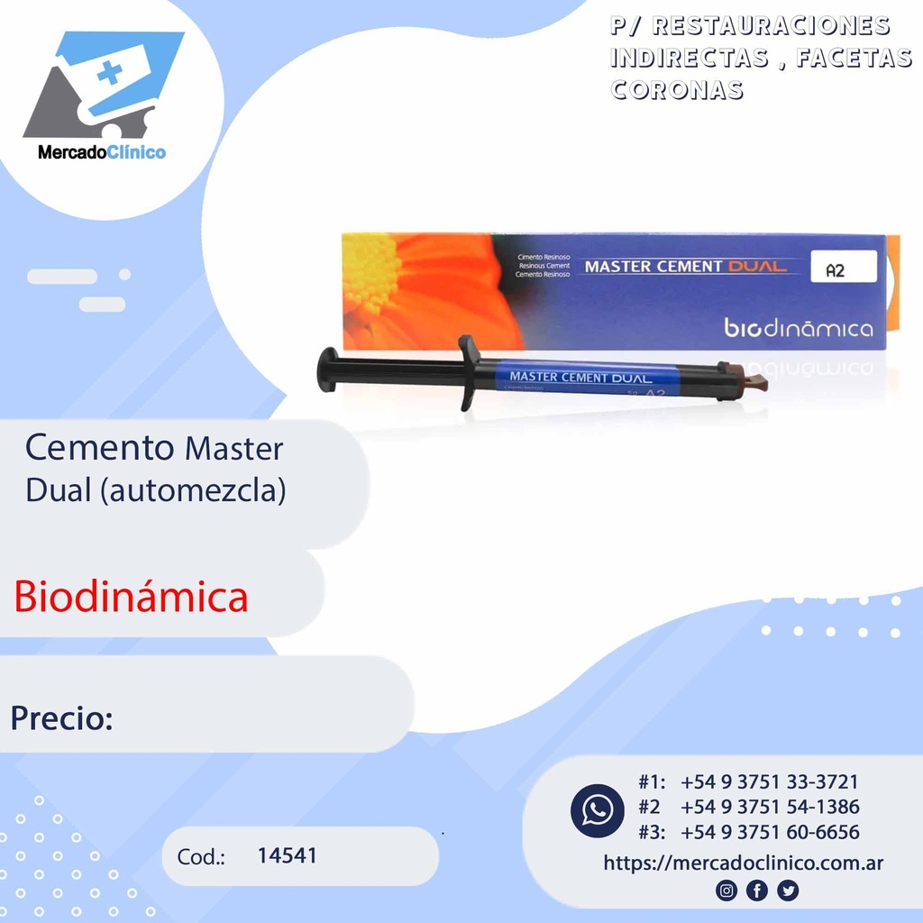 Cemento master Dual automezcla - BIODINAMICA | Mercado Clinico AR