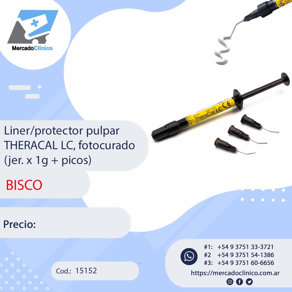 Liner / protector pulpar THERACAL LC, fotocurado (jer. x 1g + picos ...
