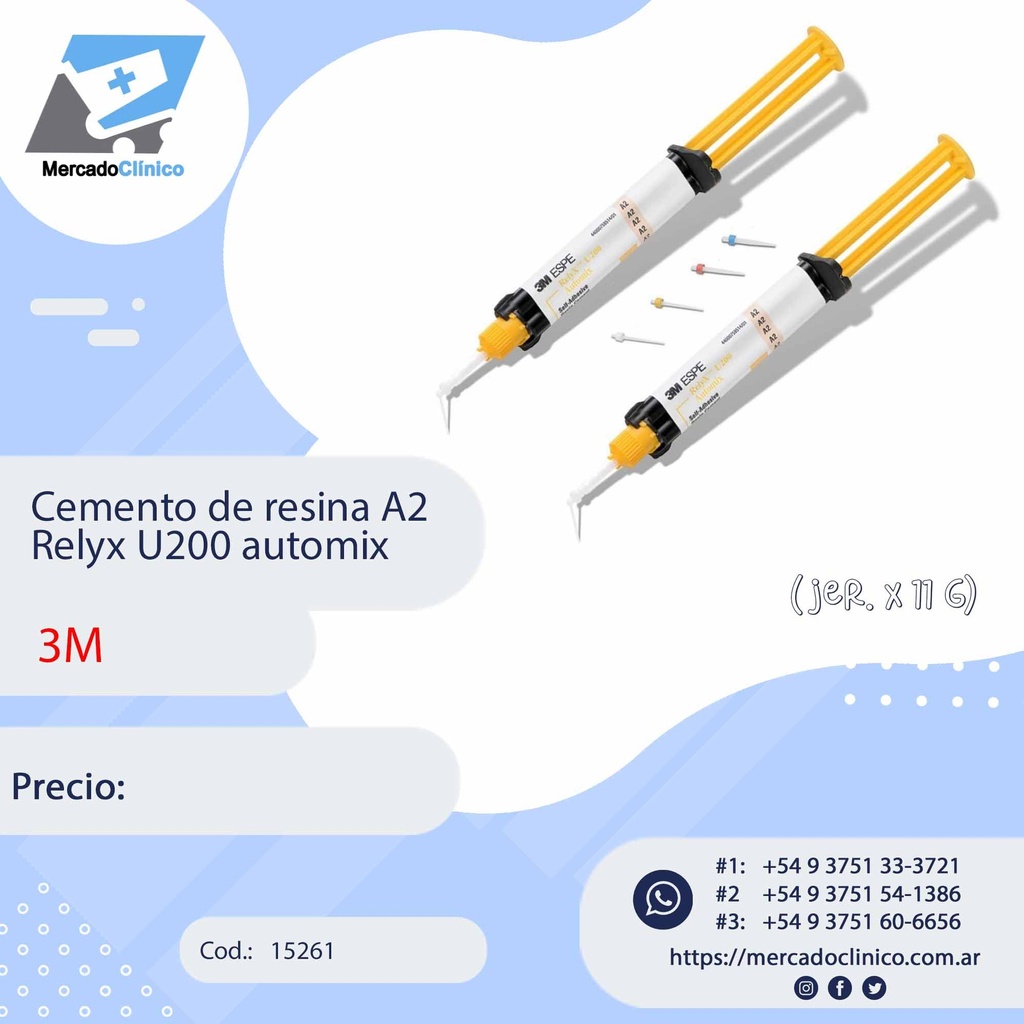 Cemento de resina Relyx U200 Automix - 3M | Mercado Clinico AR