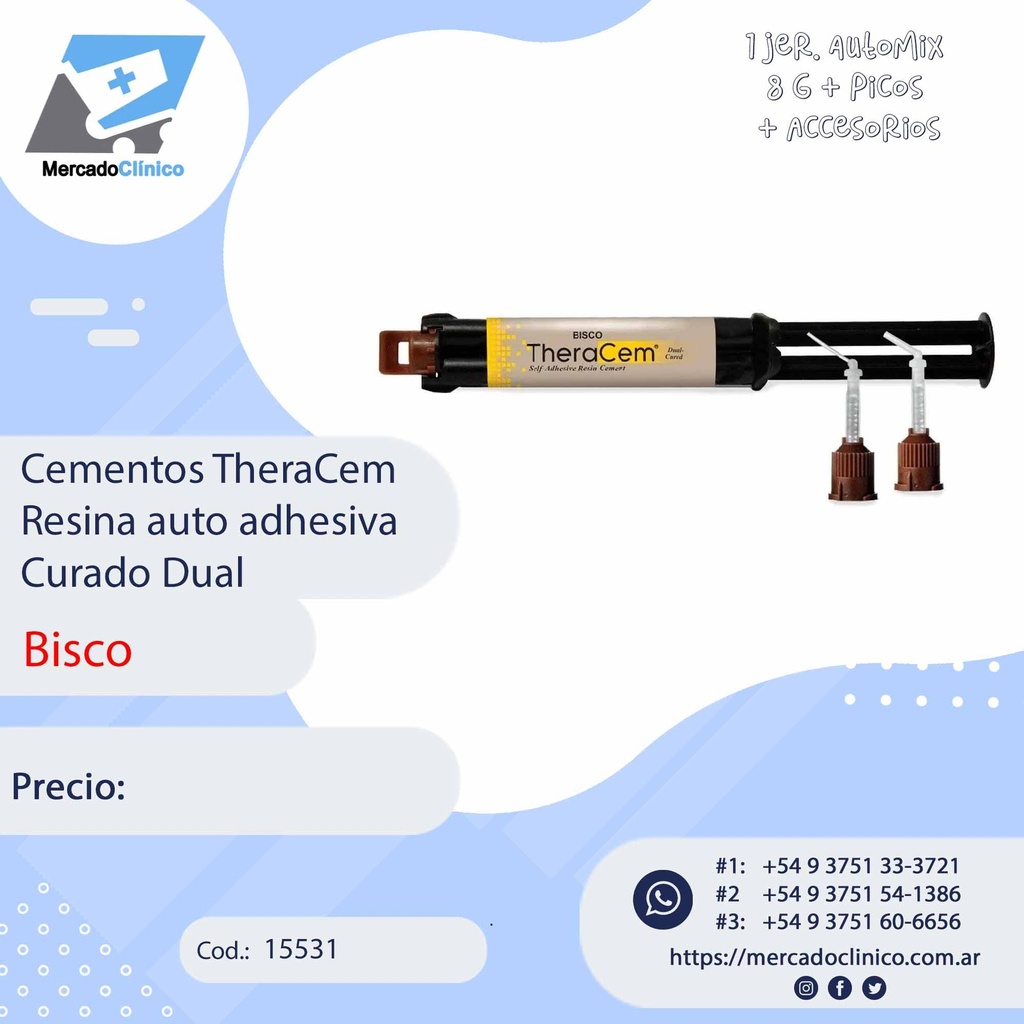Cemento TheraCem Resina Auto adhesiva - DUAL - BISCO | Mercado Clinico