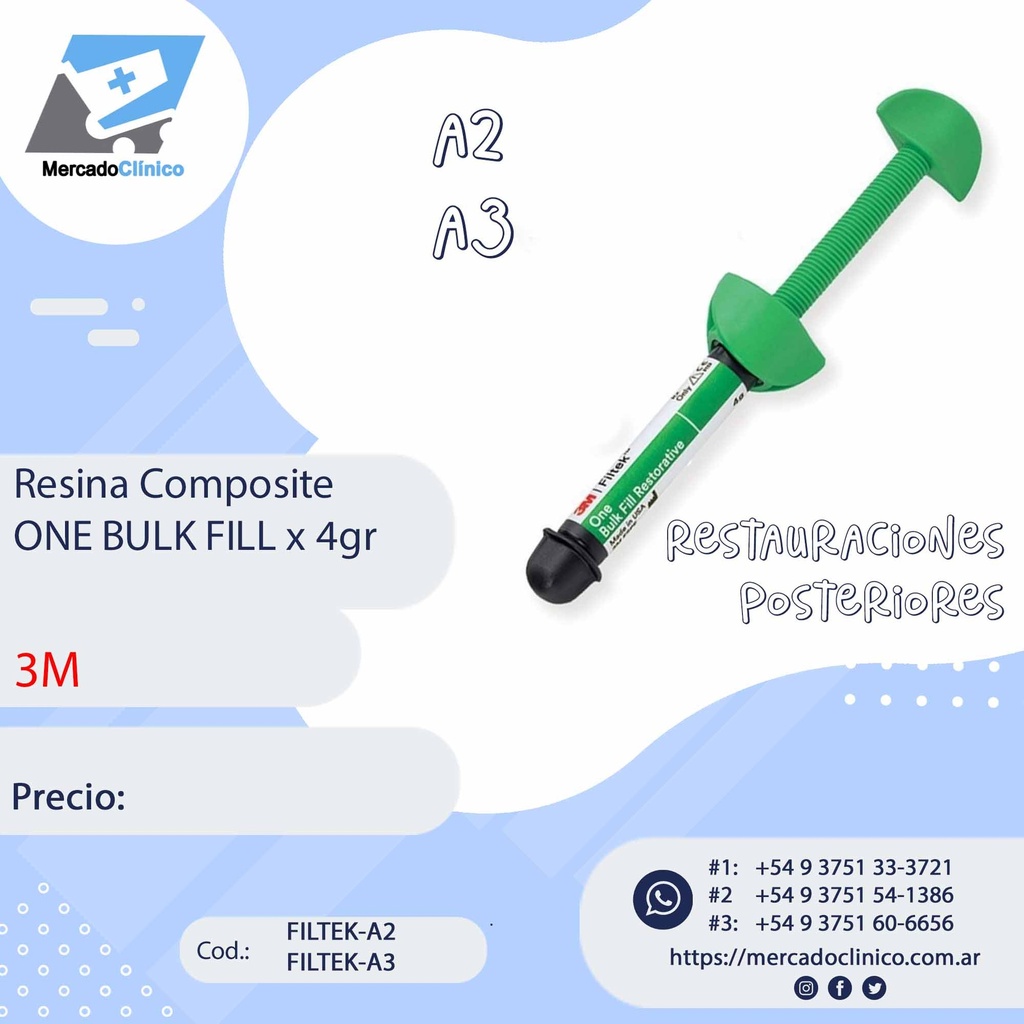 Resina Composite - Filtek - ONE BULK Fill - jeringa 4gr - 3M | Mercado Clinico