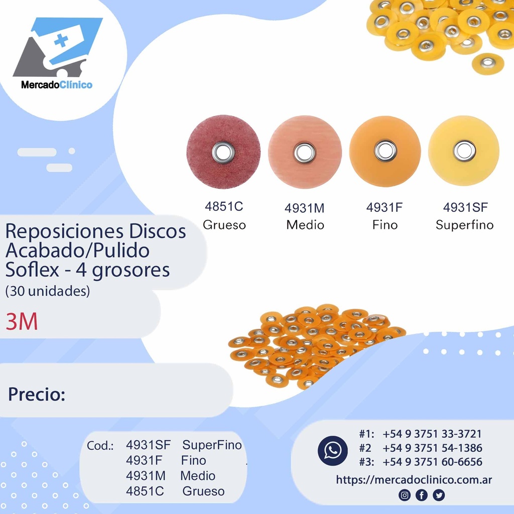 Reposiciones Discos ACABADO / PULIDO - SofLex - 3M | Mercado Clinico