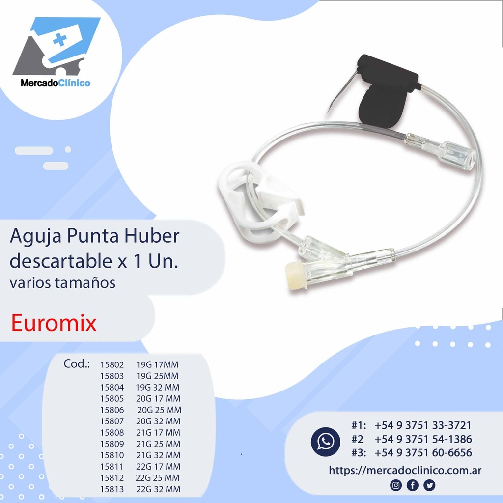Aguja Punta Huber descartable x 1un- Dif. Tamaños - EUROMIX | Mercado ...