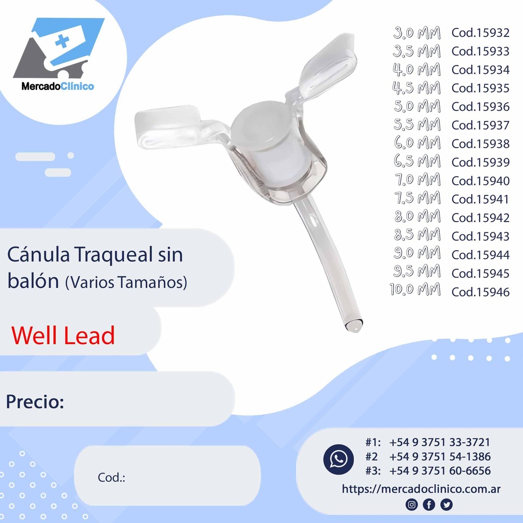 Cánula Traqueal con Balón - Well Lead (copia) | Mercado Clinico