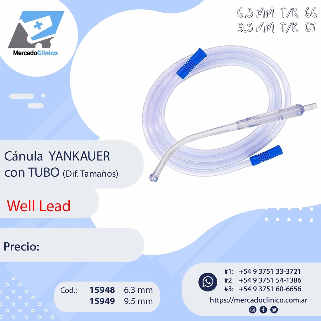 Cánula YANKAUER con TUBO - WELL LEAD | Mercado Clinico AR