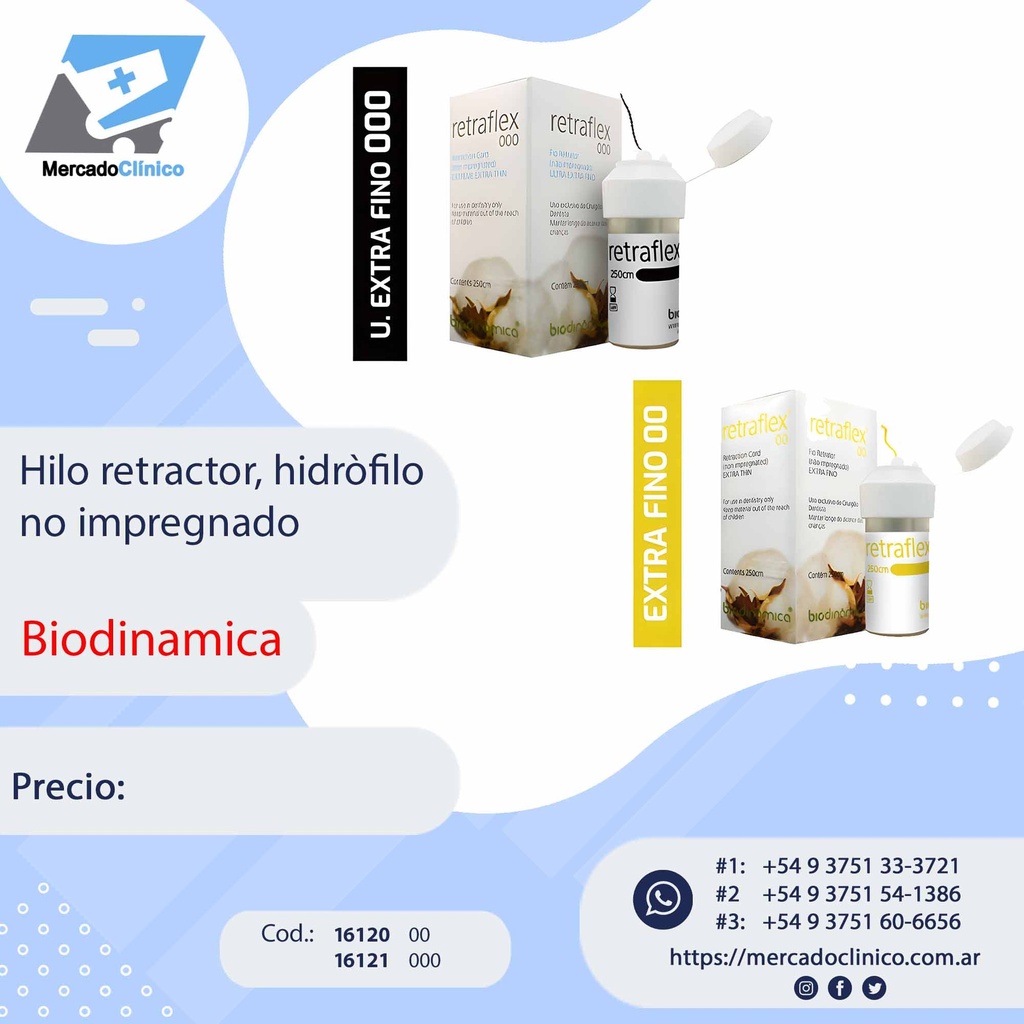 Hilo retractor RETRAFLEX, hidrófilo, no impregnado - BIODINAMICA ...