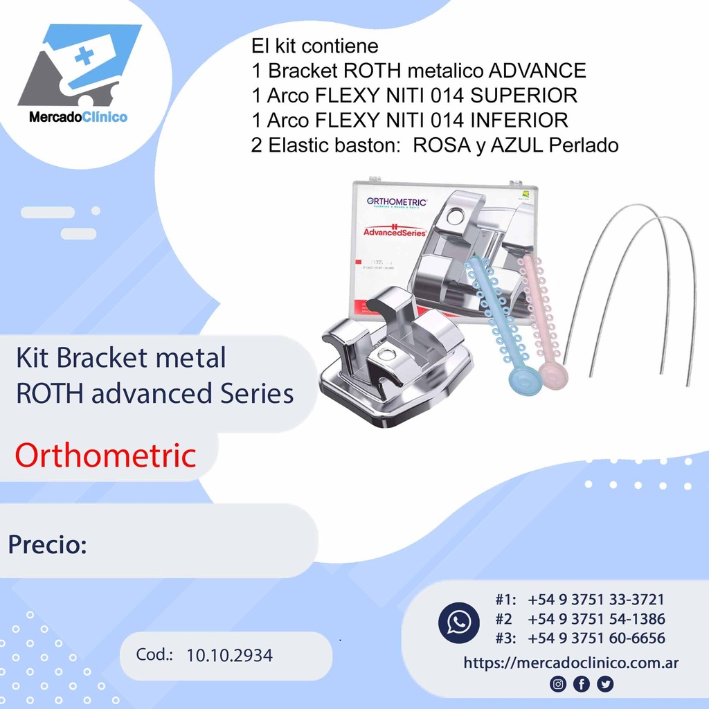 Kit Bracket metal ROTH - Advanced Series - ORTHOMETRIC | Mercado Clinico AR